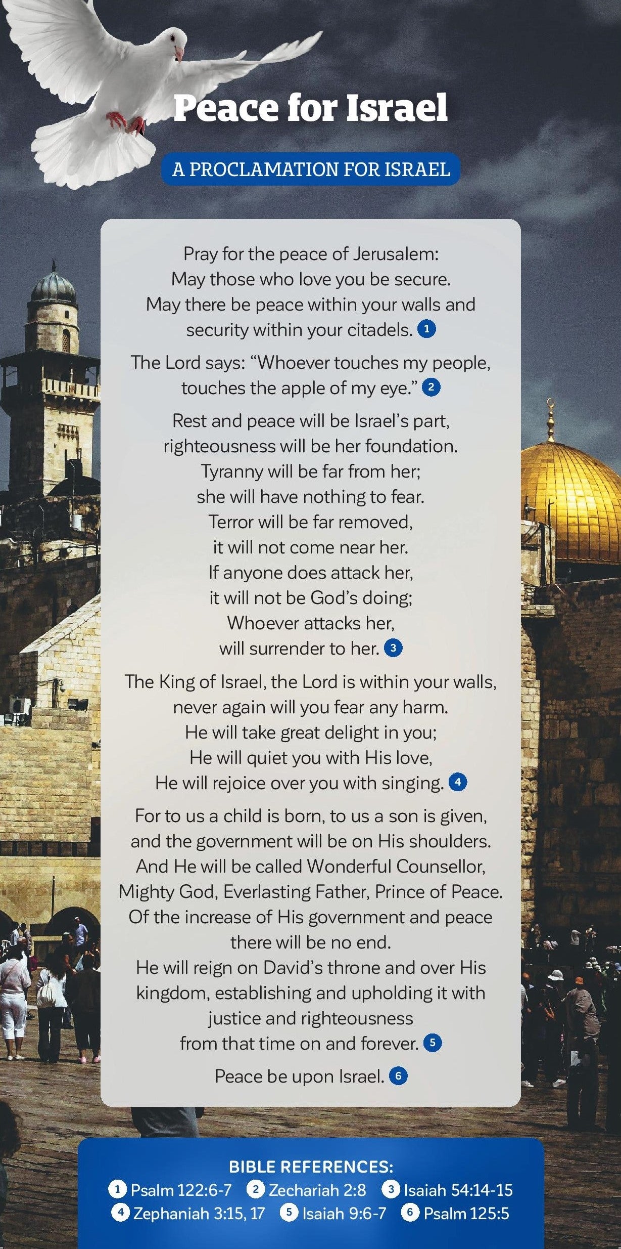 Peace for Israel | Proclamation Card | Derek Prince Ministries UK